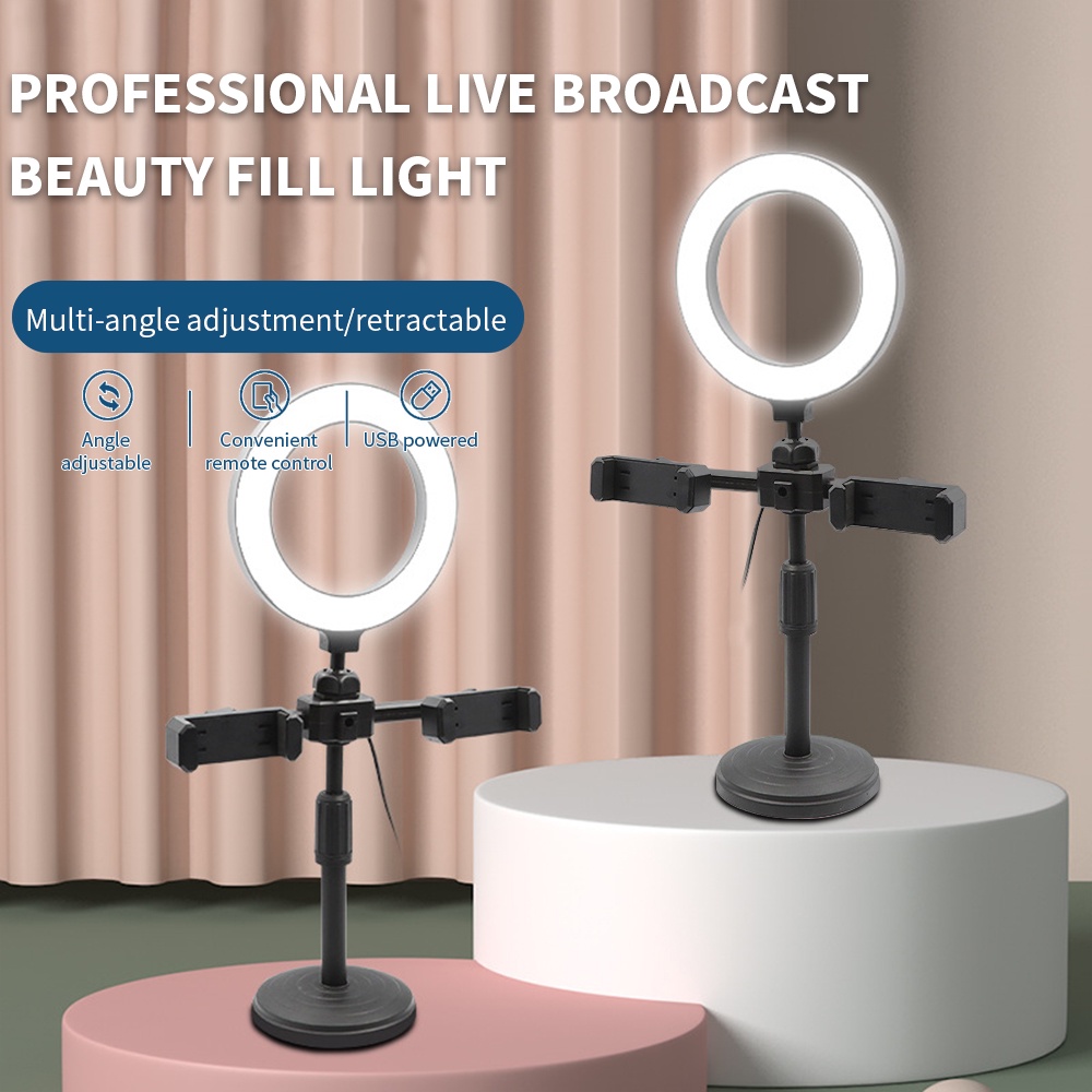 Ring Light 16cm Dual Phone Stand For Vlogging Live with 3 different ...