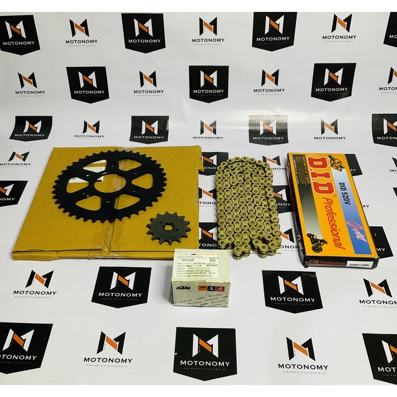 KTM CHAIN SET (DID GOLD CHAIN, STOCK SPROCKET 42T/45T, & ENGINE ...