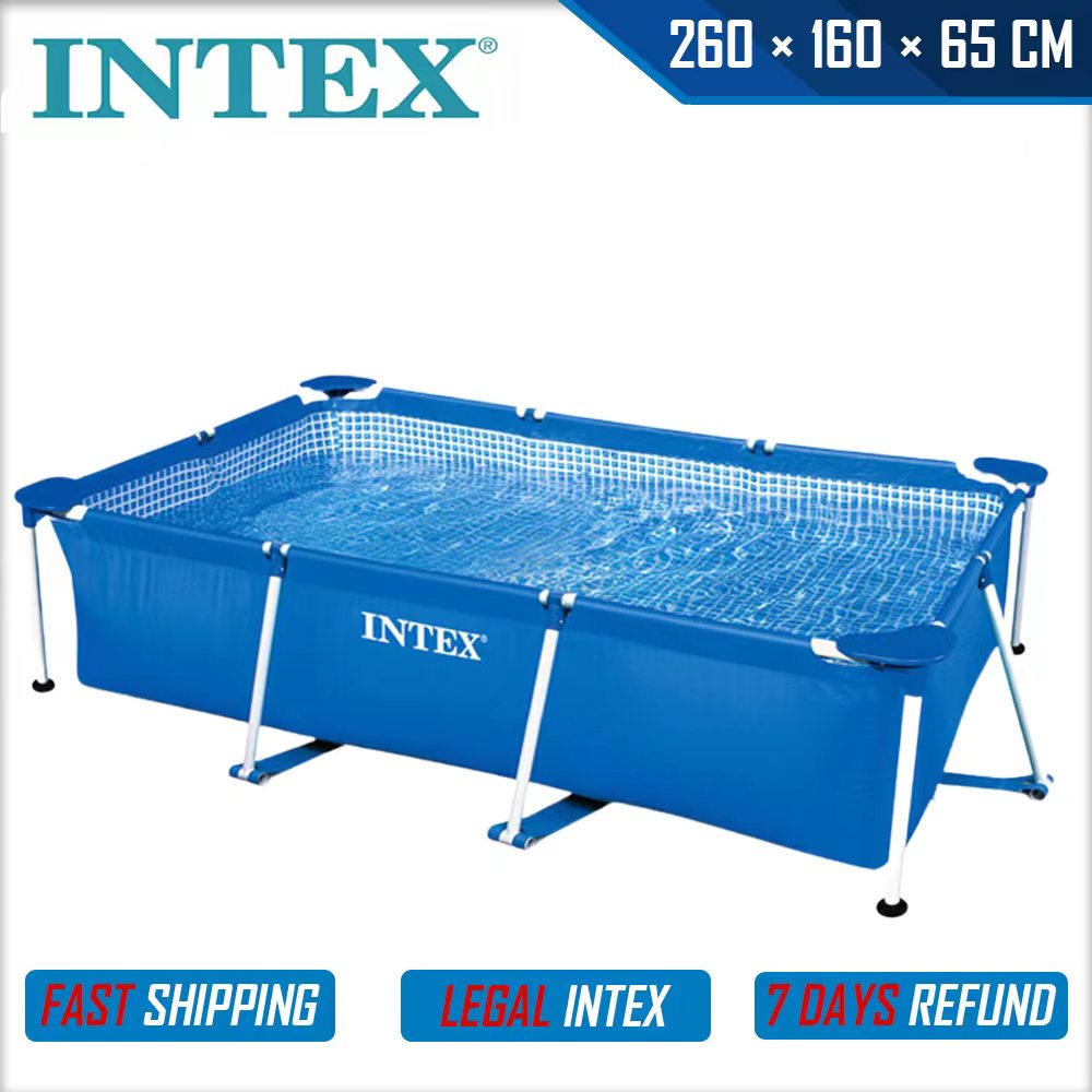 INTEX 28271 Rectangular Steel Frame Swimming Pool Adult Swimming Pool ...