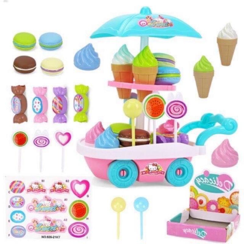 Kids Ice Cream Candy Car Toys Little Girl Hand Push Ice Cream Car ...