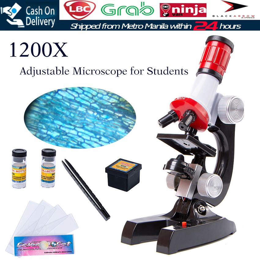 【Fast Delivery】1200X Microscope Kit Lab LED Home School Science Kids ...