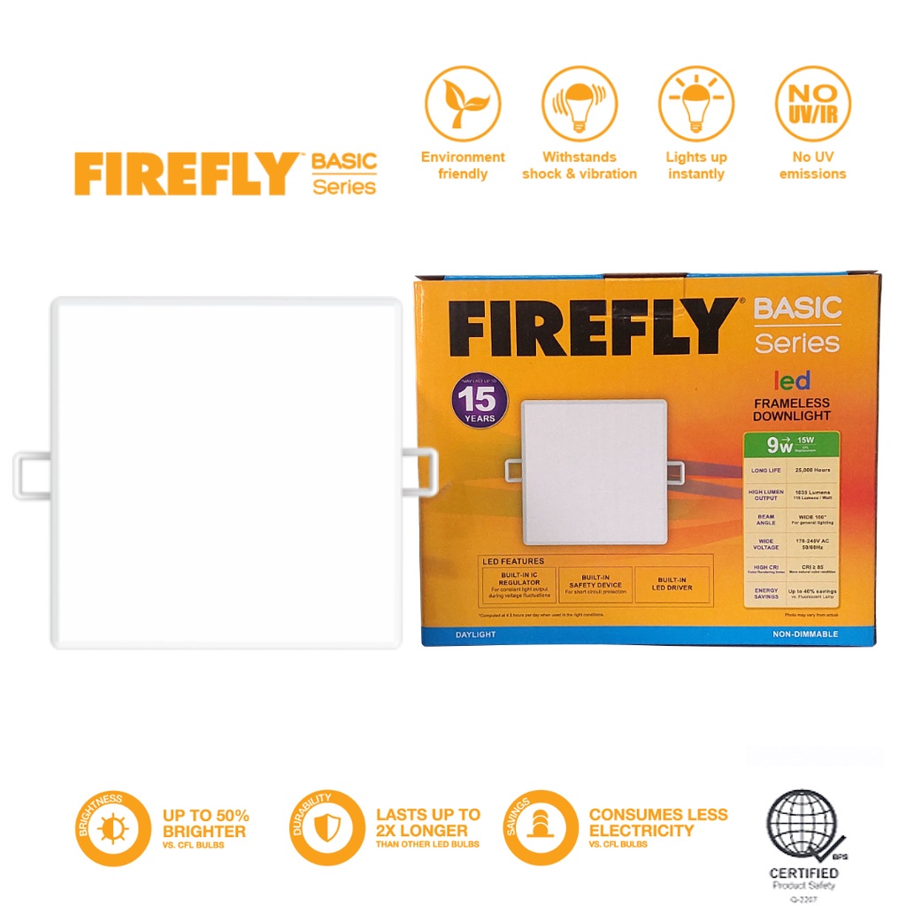 Square Frameless Downlight Firefly Basic Series Light Emitting Diode ...