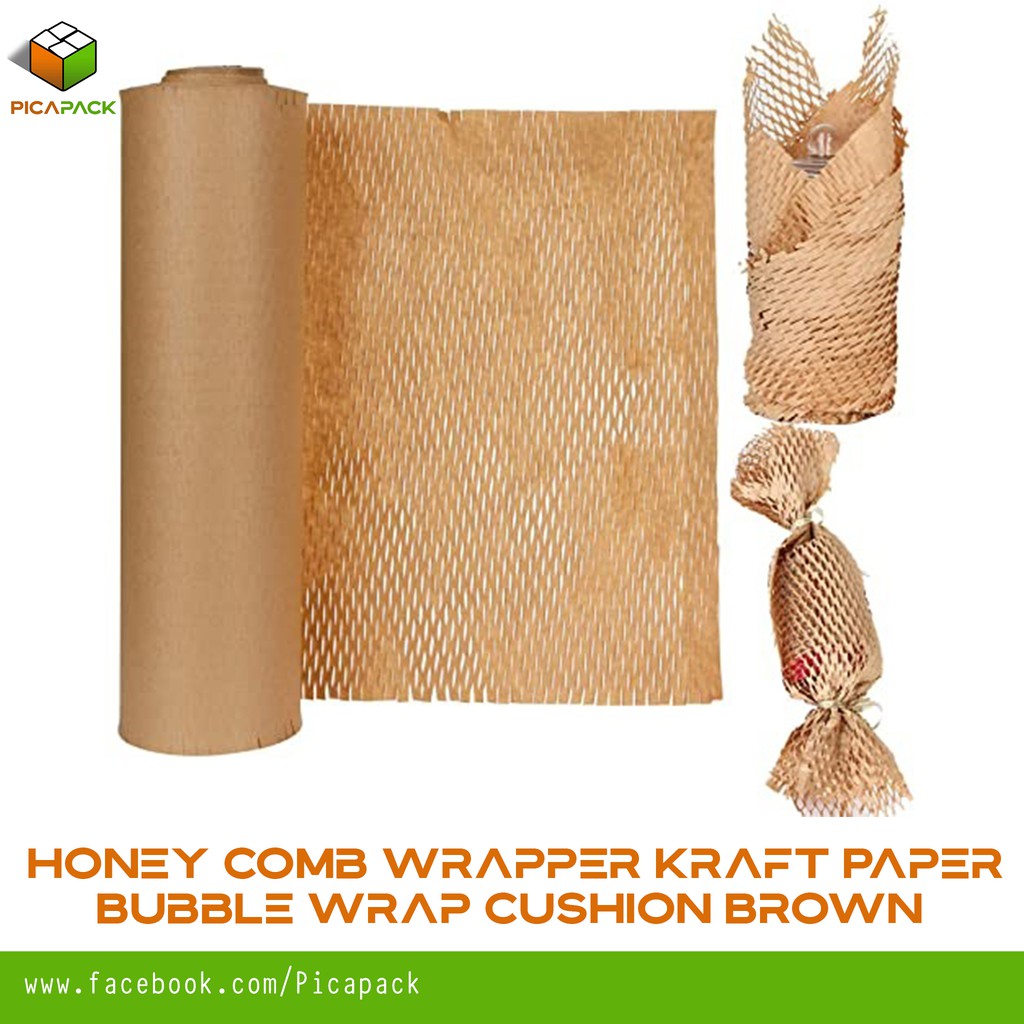 1 meter Honey Comb Wrapper Kraft Paper Bubble Wrap Cushion Brown ...