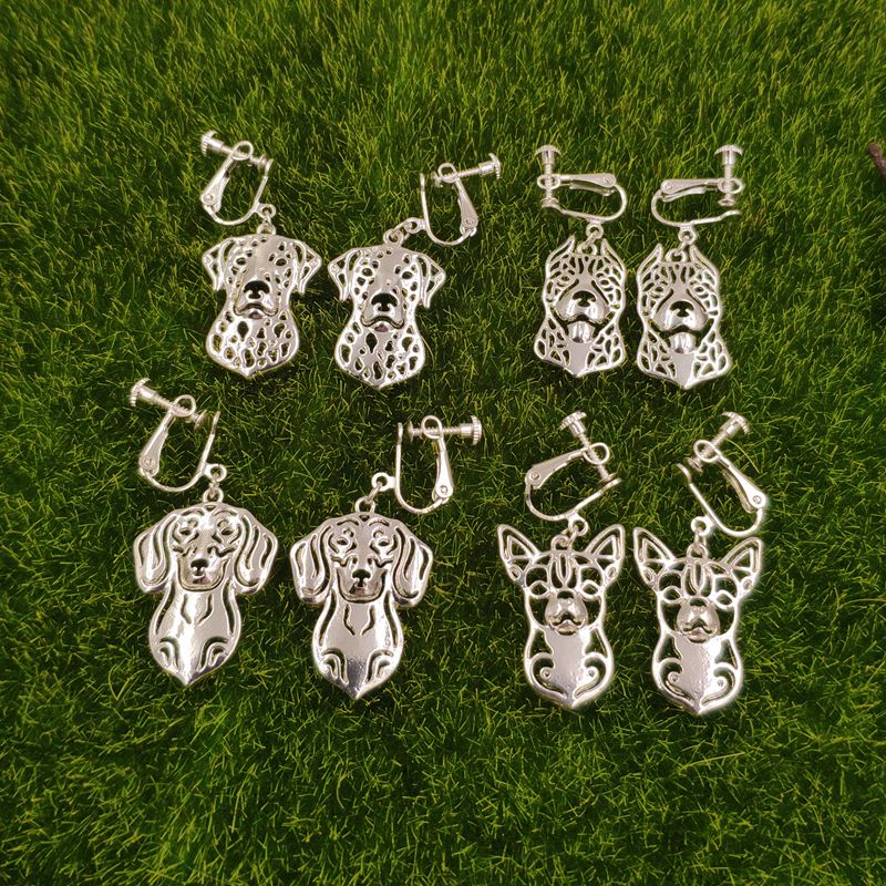 Dog Animal Ear clip No Ear Hole Earrings Chihuahua Husky Pit Bull ...
