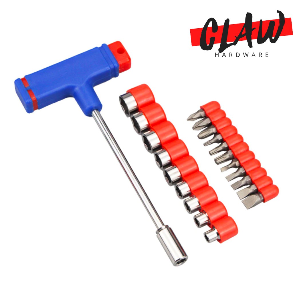 CLAW 21Pcs T-box wrench tool Screwdriver and Socket bits Set Hex Wrench ...