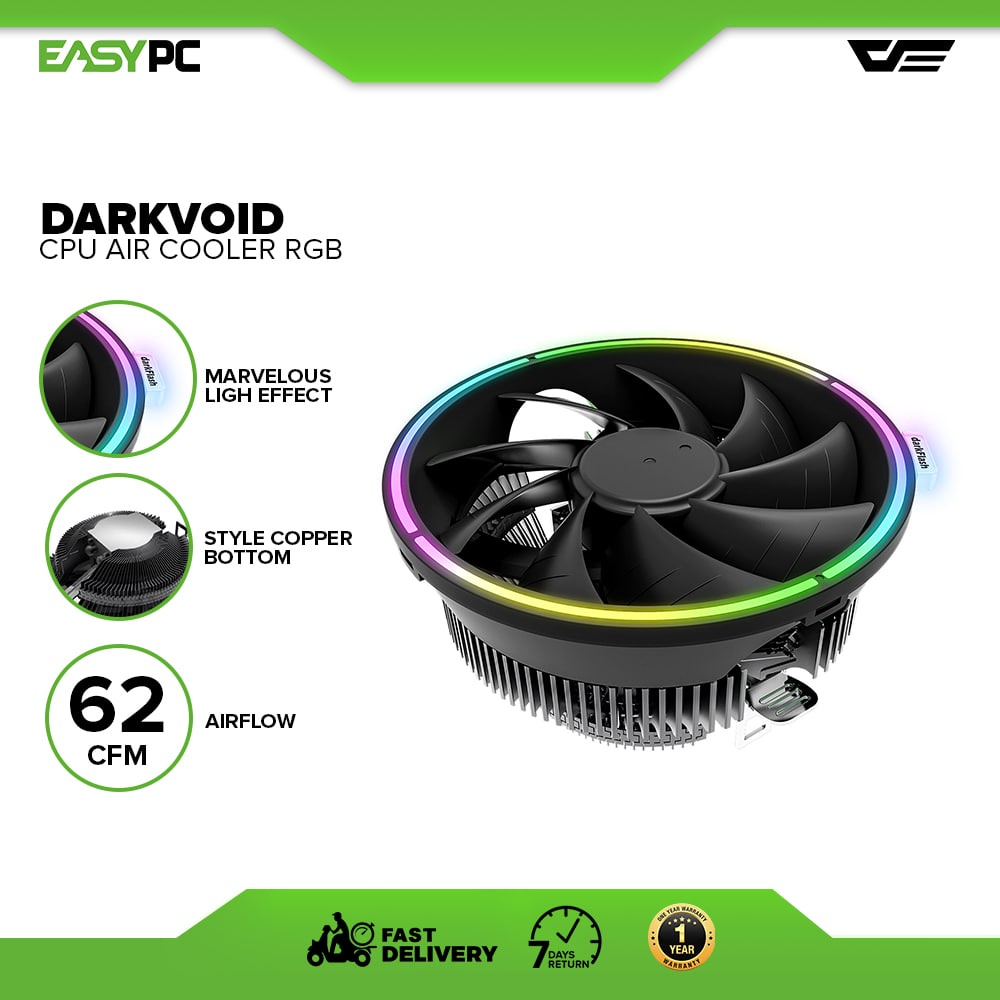 EasyPC| DarkFlash DARKVOID cpu air cooler| top-flow| 125mm led fan for intel and AMD | Shopee ...