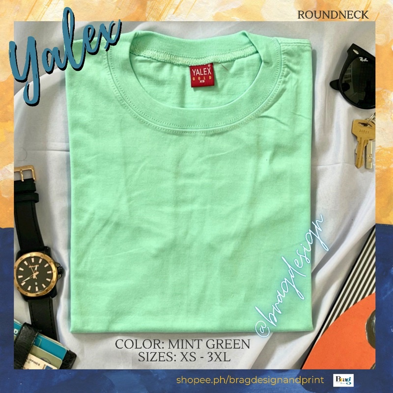 YALEX Mint Green | ROUNDNECK | Red Label | Plain Shirt | Shopee Philippines