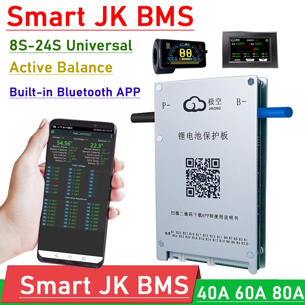 JK Smart Bluetooth BMS 8S - 24S Active Balance Battery Protection Board ...