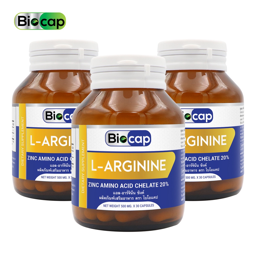 L-Arginine plus Zinc x 3 Bottles Biocap Arginine Performance Nourishes ...