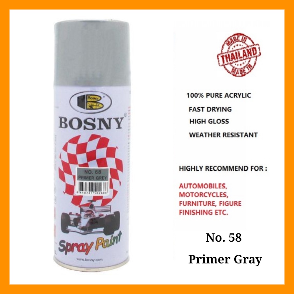 Bosny No. 68 Primer Gray Acrylic Spray Paint 100% Authentic made in Thailand | Shopee Philippines