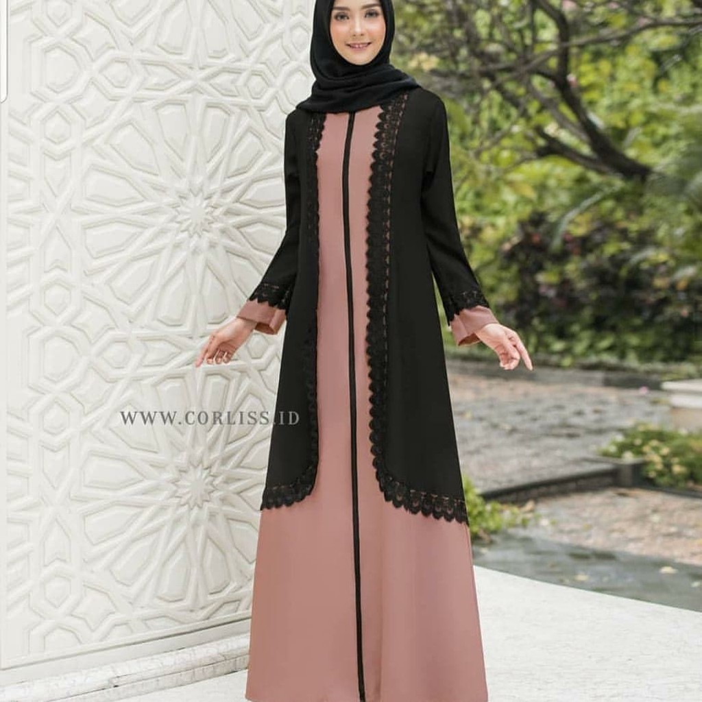 Aurelia MAXY MaterialCrape MIX Lace Gamis Women Long Muslimah Gamis ...