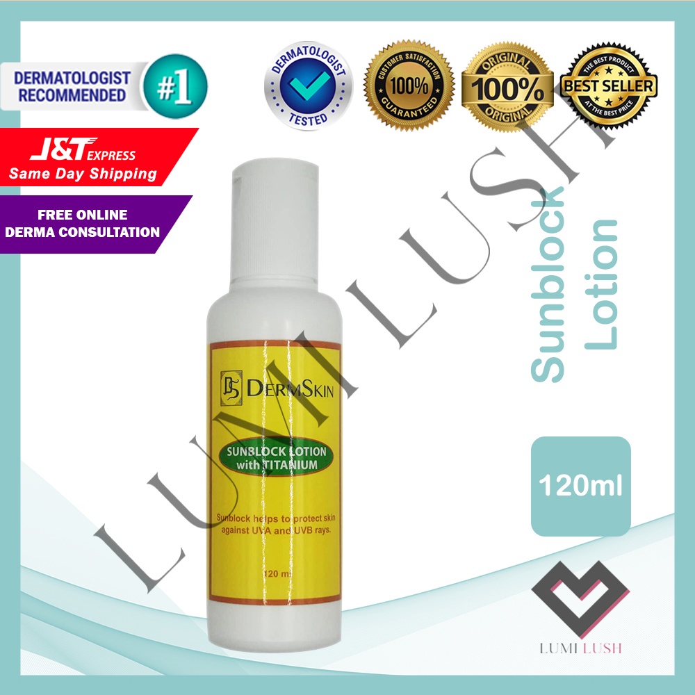 Derm Skin Sunblock Lotion w/ Titanium SPF 30 120ml or SPF 100 ++ 120ml ...