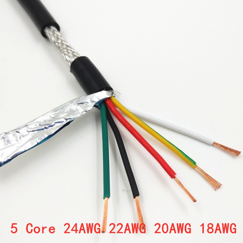 20AWG 18AWG 2/3/4/5/6/7/8 core Shielded cable 5meters pure copper RVVP shielded wire control ...