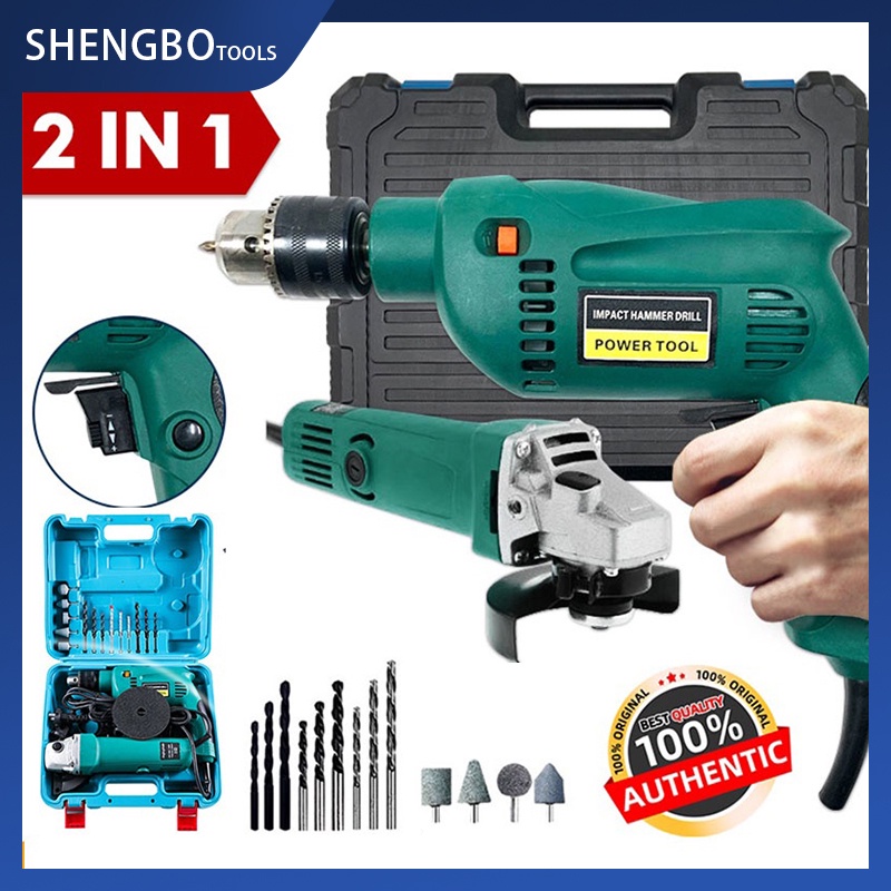 2 in 1 Angle Grinder and Impact Drill Set Plastic combined with ...