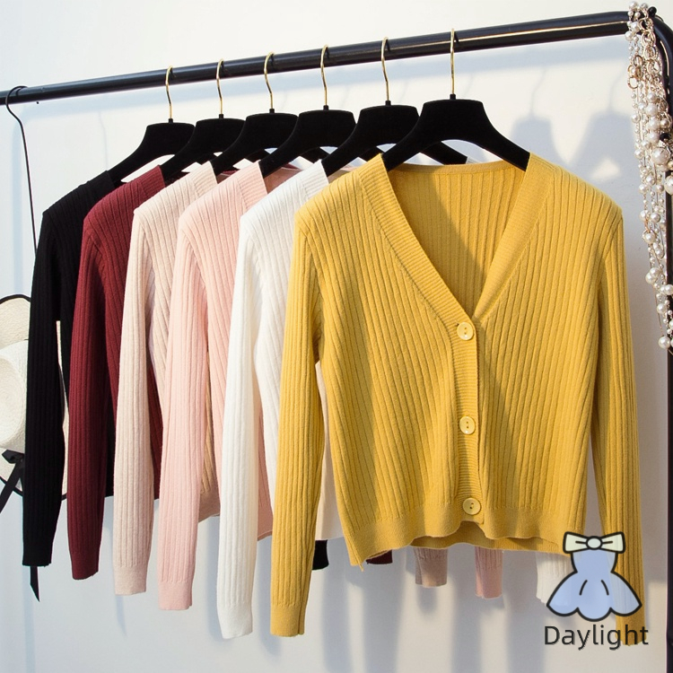 Thin Casual Knit Cardigan Long Sleeve Plain Color /Women's Simple Long ...