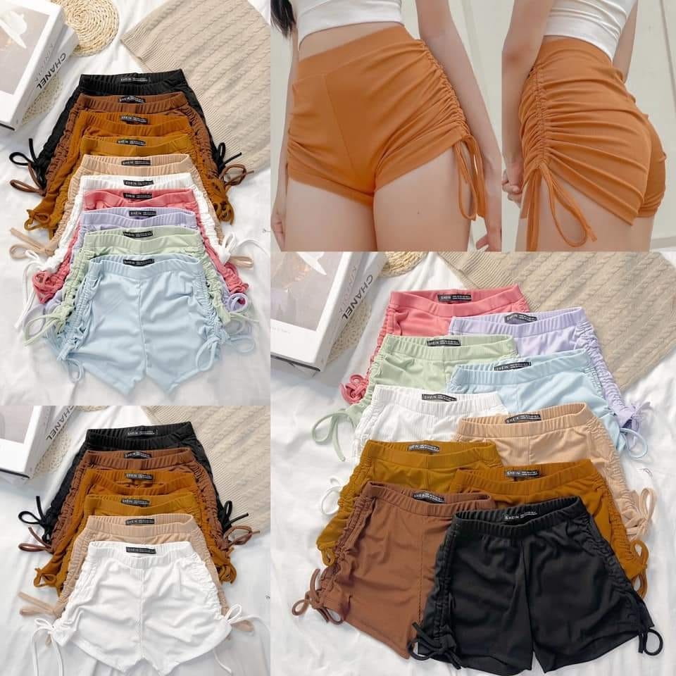 Ruched String Shorts Knitted Fabric | Shopee Philippines