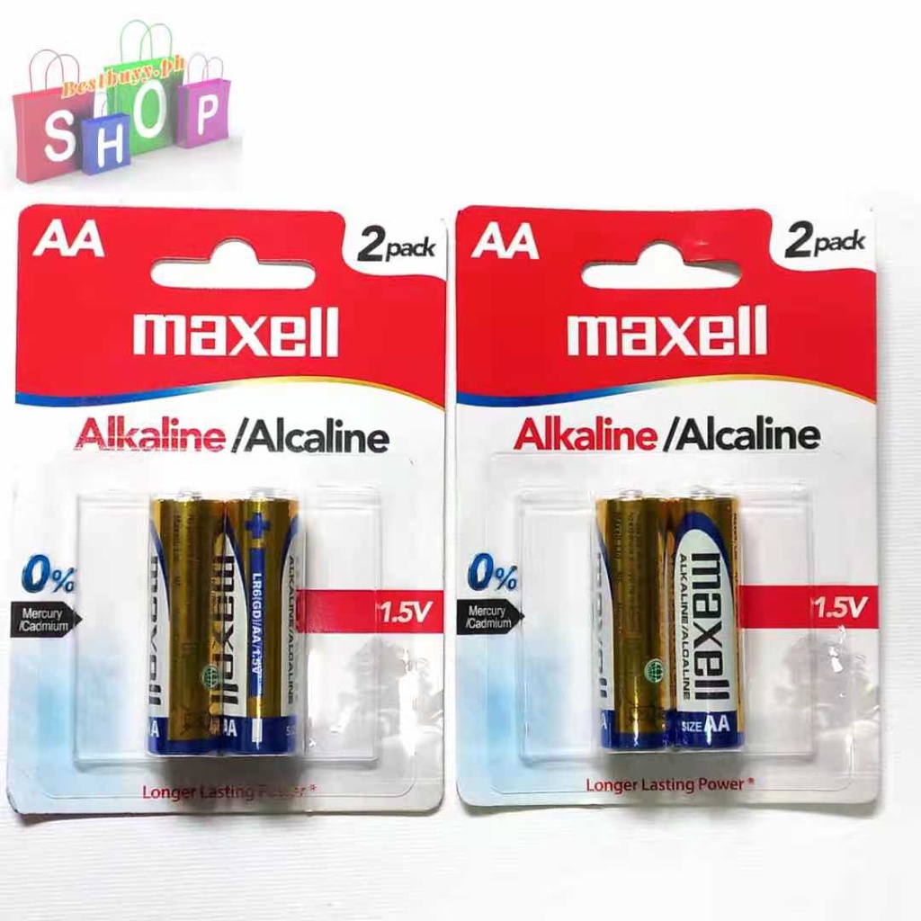 LR6 AA Maxell Alkaline Battery 1.5v Longer Lasting Power 2pcs | Shopee ...