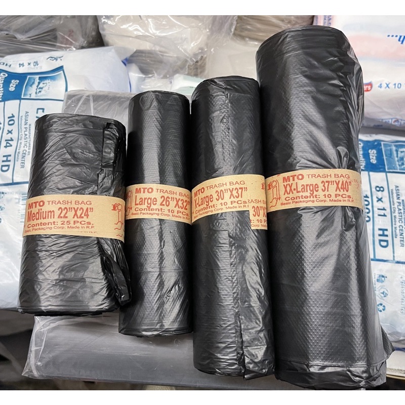 MTO BRAND Black Trash Bag, Plastic Garbage Bag Makapal | Shopee Philippines