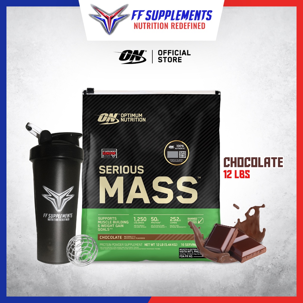 Optimum Nutrition ON Serious Mass Gainer 12lbs with FF Shaker 750ml ...