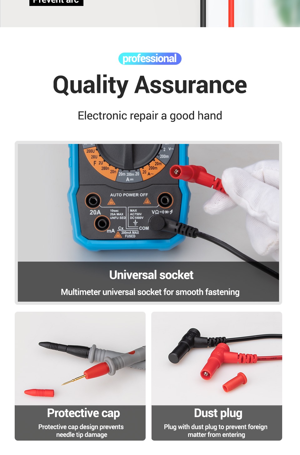 20A Gold-plated Special Tip Digital Multimeter Test Lead 1000V Slicon ...