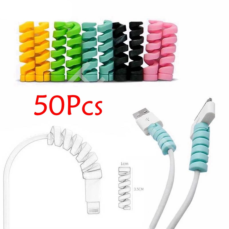 50 Pcs Universal Silicone USB Charging Cable Protector Cover for IPhone ...