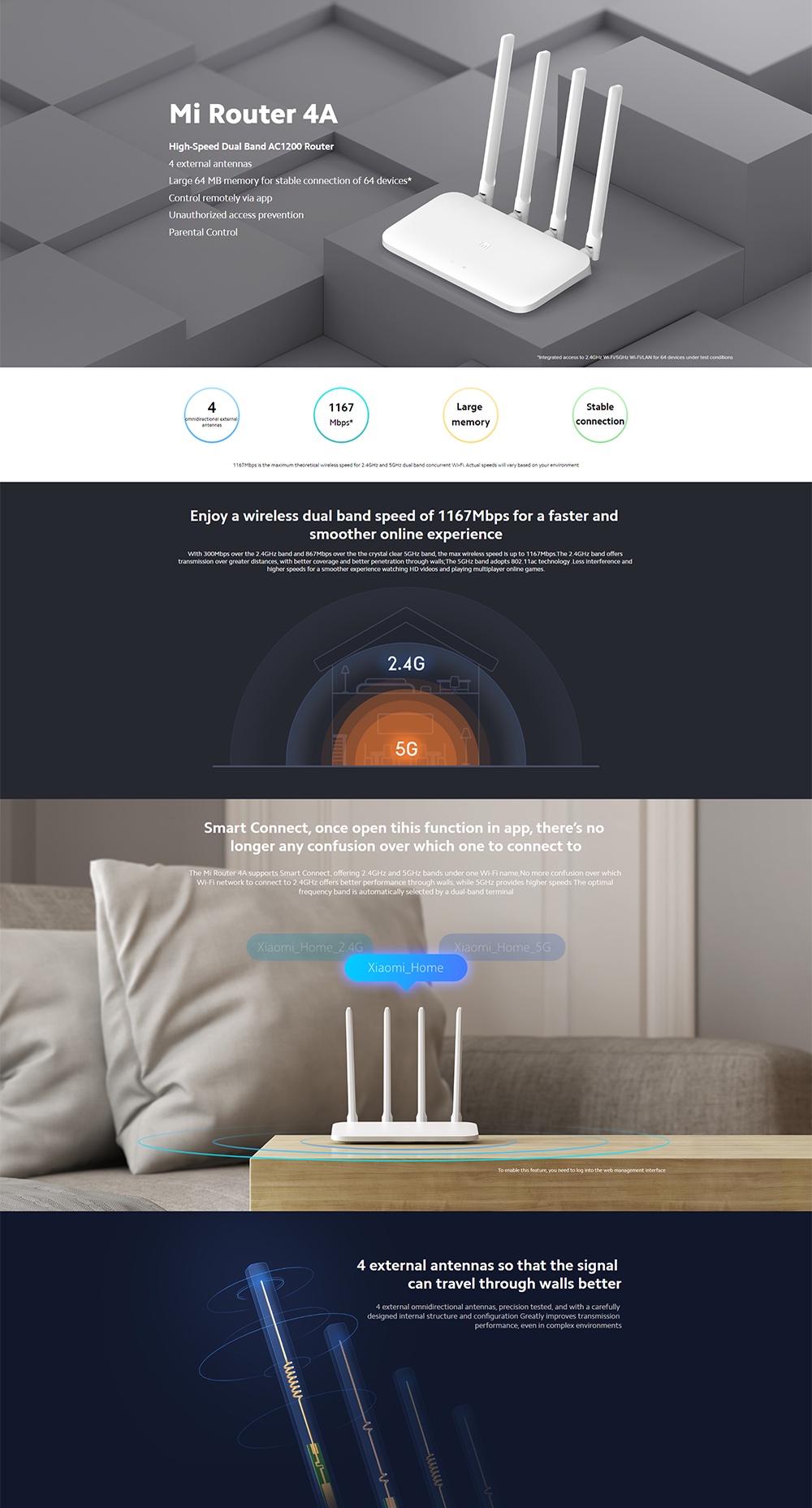 Xiaomi Mi Router 4A 5G Wifi High-Speed Dual Band AC1200 Router 64MB RAM ...