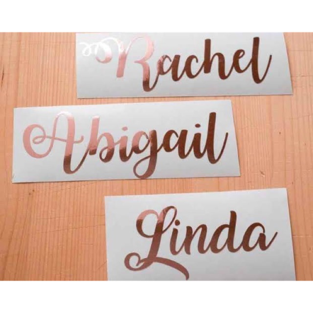 Customized Rose Gold decal WATERPROOF sticker Name sticker | Shopee ...