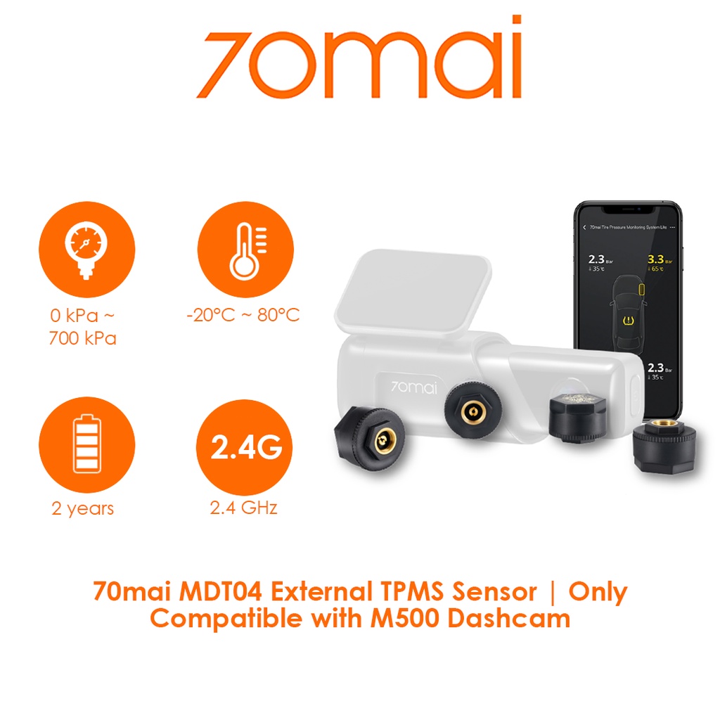 70mai MDT04 External TPMS Sensor | Only Compatible with M500 Dashcam ...