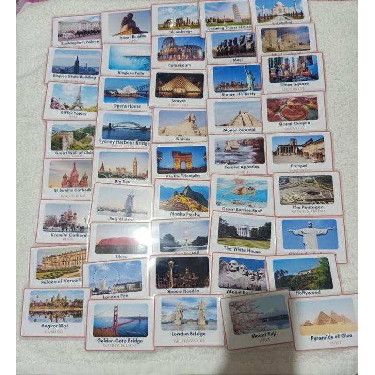 44pcs Landmarks flashcards Of the World Educational (LAMINATED | Shopee ...