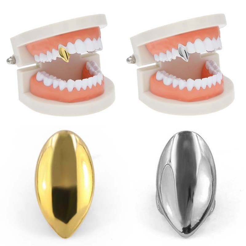 1 Pc Gold Sliver Hip Hop Grills Single Cap Teeth Tooth Fang Grills ...