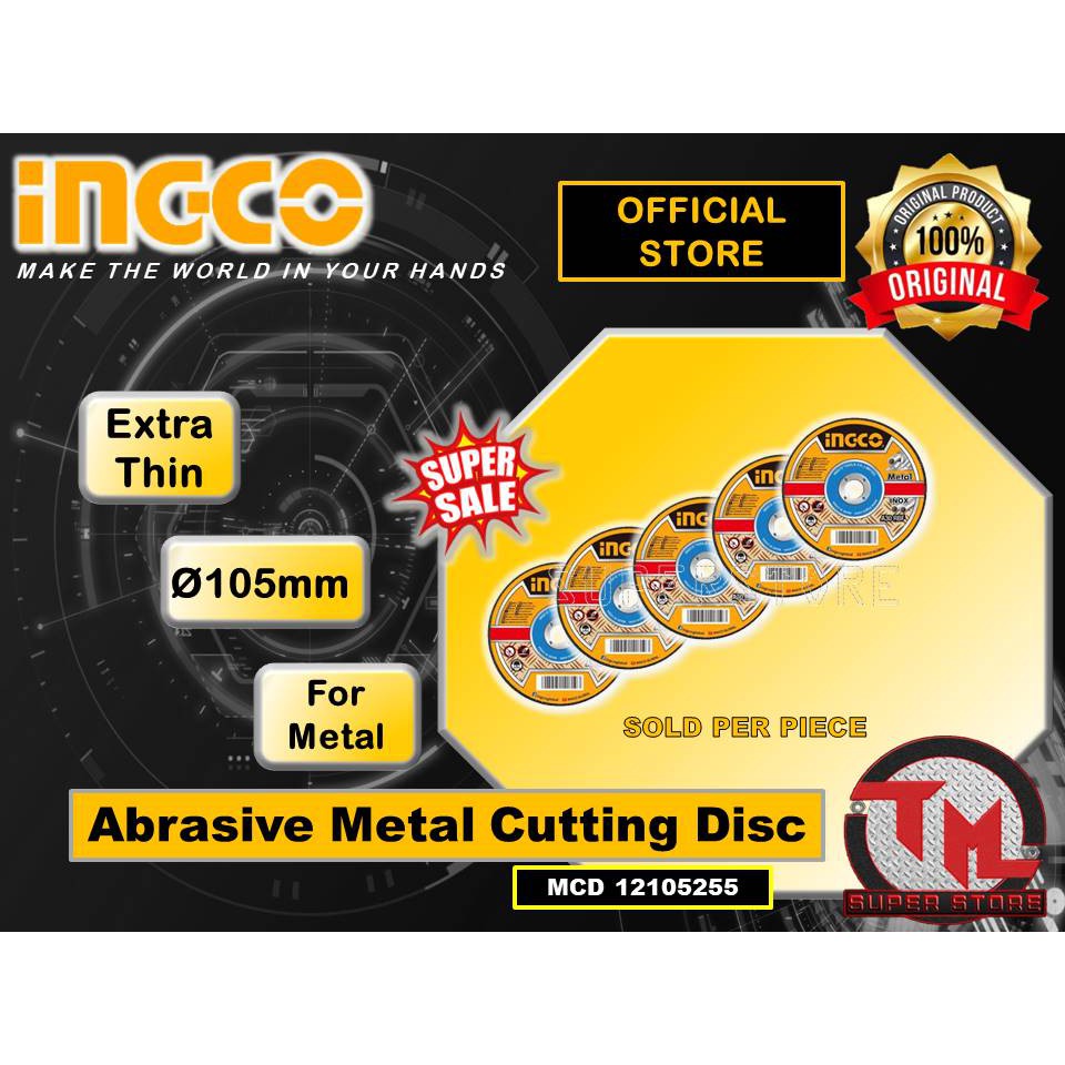 INGCO Abrasive Metal Cutting Disc 4" (SOLD PER PIECE) • Tm ss | Shopee ...