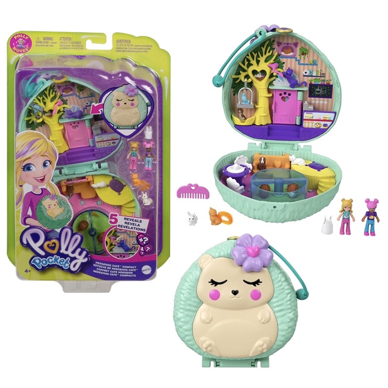 Polly Pocket Hedgehog Cafe Compact, Cafe & Pet Theme, Micro Polly Doll ...
