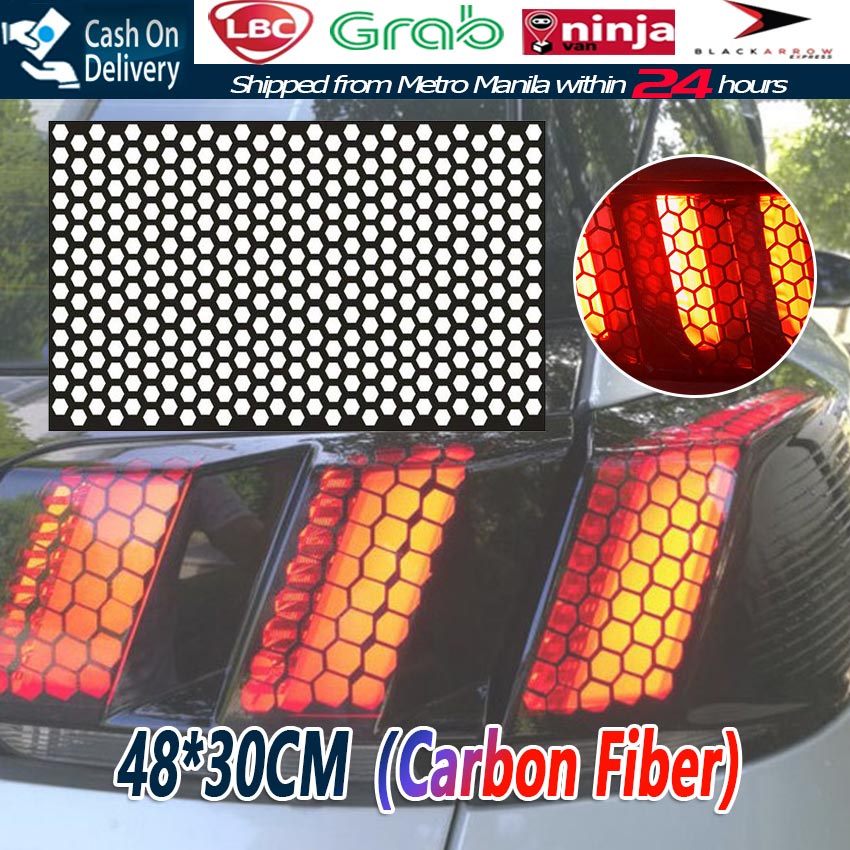 【Fast Delivery】Black Tail Light Film Car Sticker Honeycomb Mustang Rear ...