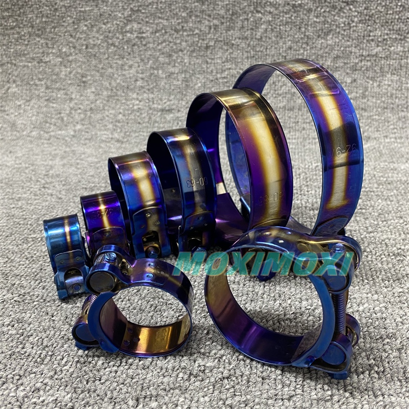 Universal Stainless Steel Hose Clamp Kit Adjustable Titanium Blue T ...