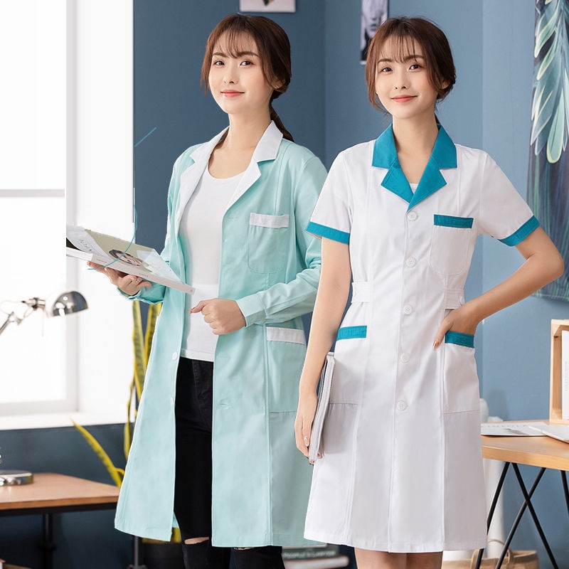 Free Name Scrub Suit Lab Coat Lab Gown for Women Doctor Short Sleeve ...