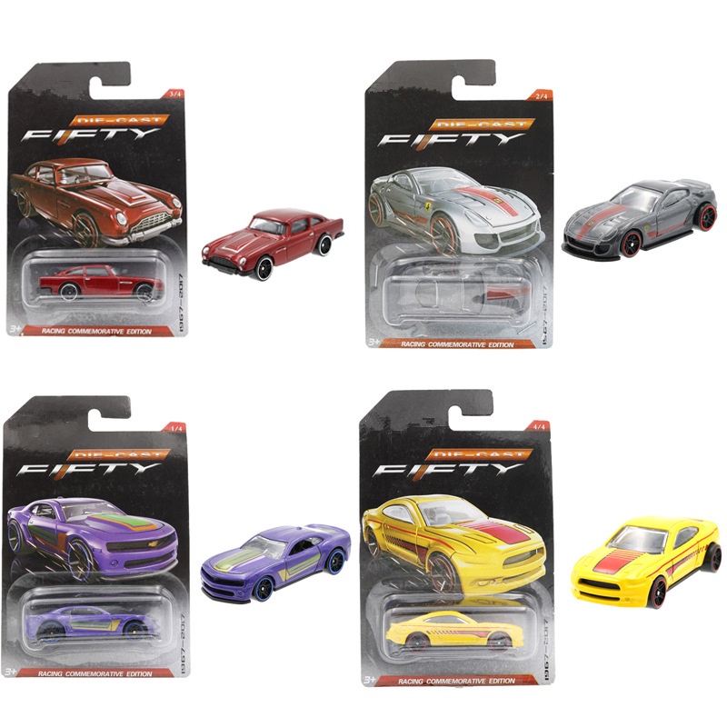 4 Wheels Car Racing Vehicles Model Collection Free Wheel Die Cast Metal ...