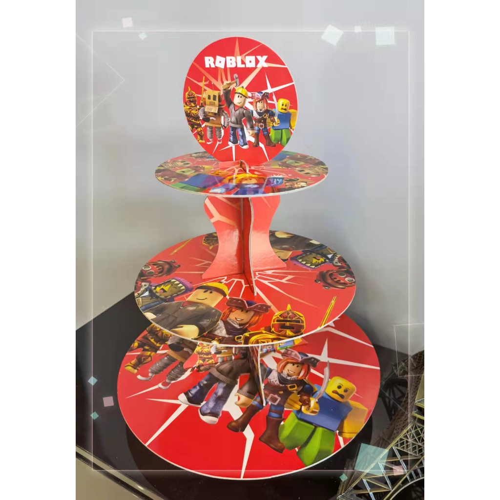 Roblox game theme Three Layers Cup cake Stand rack birthday party ...
