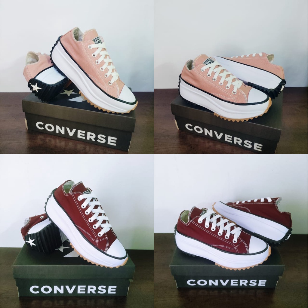 Converse RUN STAR HIKE LOW BLACK WHITE Shoes PREMIUM Girls KOREAN STYLE ...