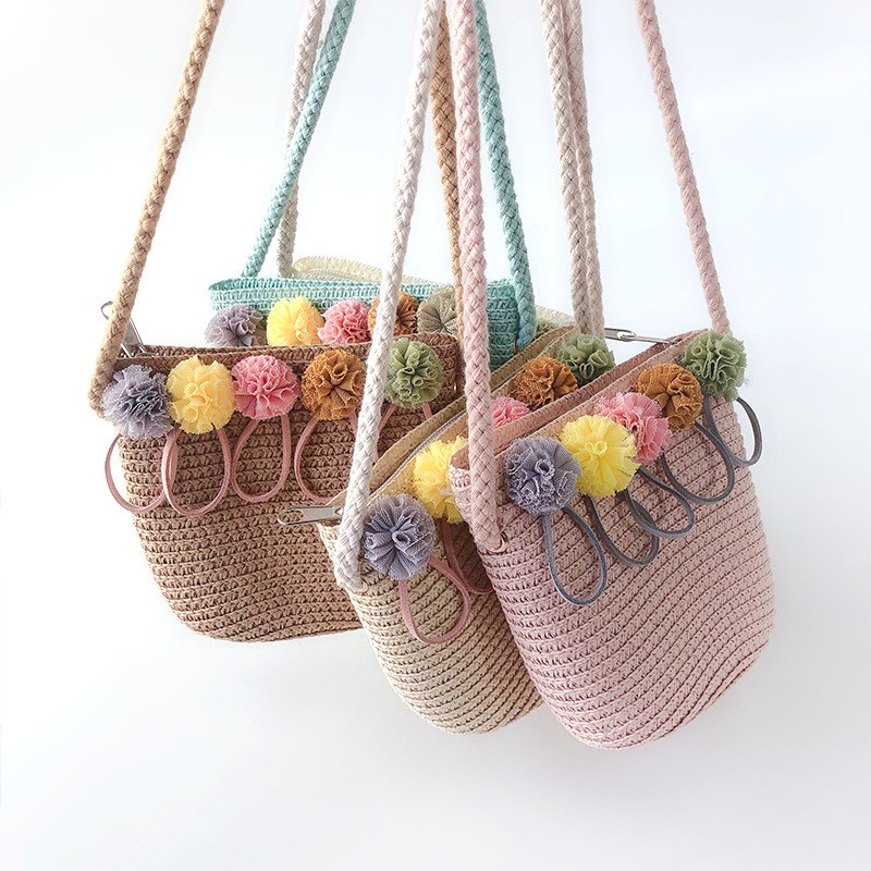 BOBORA Children's Straw Woven Bag Spring Summer Girls Little Princess ...
