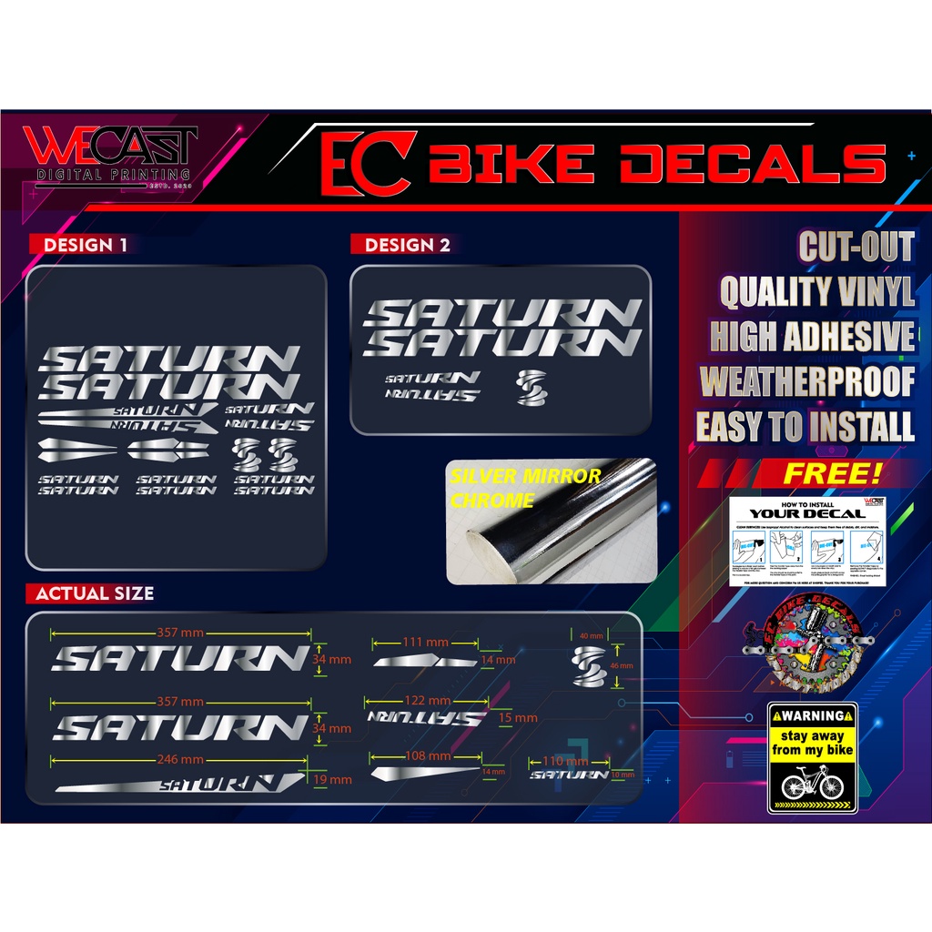 WECAST Saturn Bike Frame Decals and Saturn Sticker | Shopee Philippines