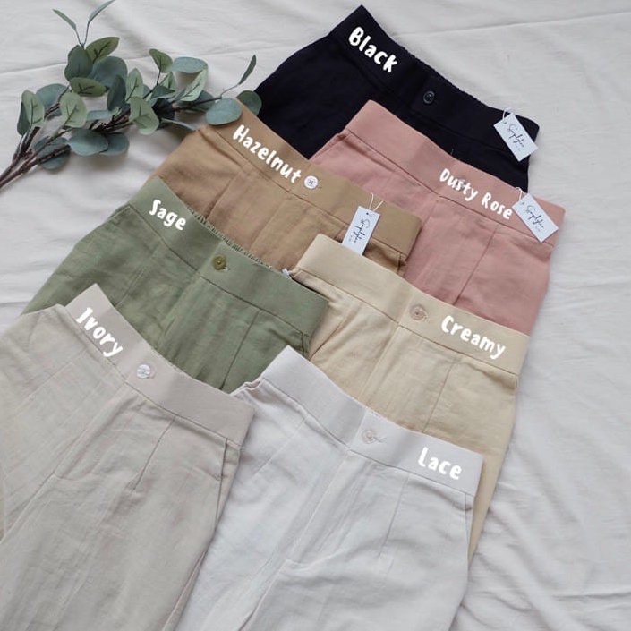 Kalanala.id - YUKA Slim / Tali/Linen Highwaist/HAWAI PANTS/DRILY DRILL ...