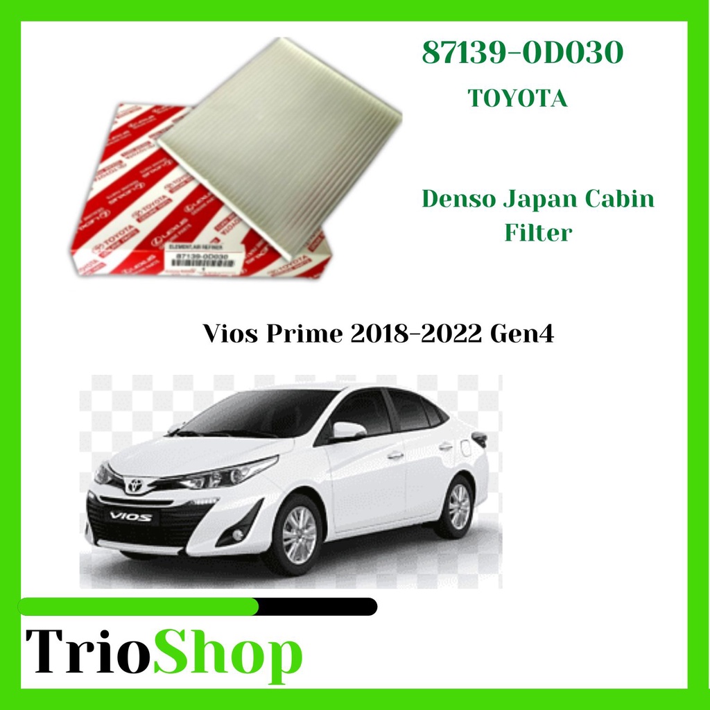 TOYOTA Vios Prime 2018-2022 Gen4 Denso Japan Cabin Filter (87139-0D030 ...