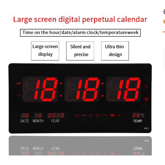 JH3615 Large Digital Display LED Wall Clock (Black) | Shopee Philippines