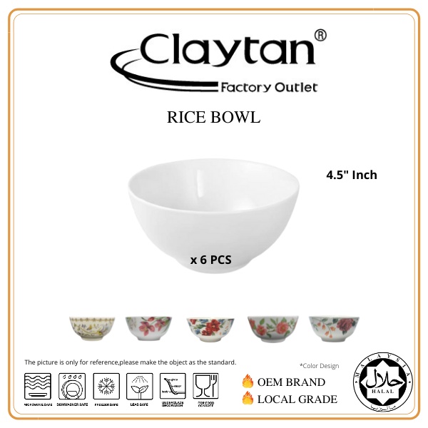 Rice Bowl - Random Design (4.5" x 6 Pcs) | Shopee Philippines
