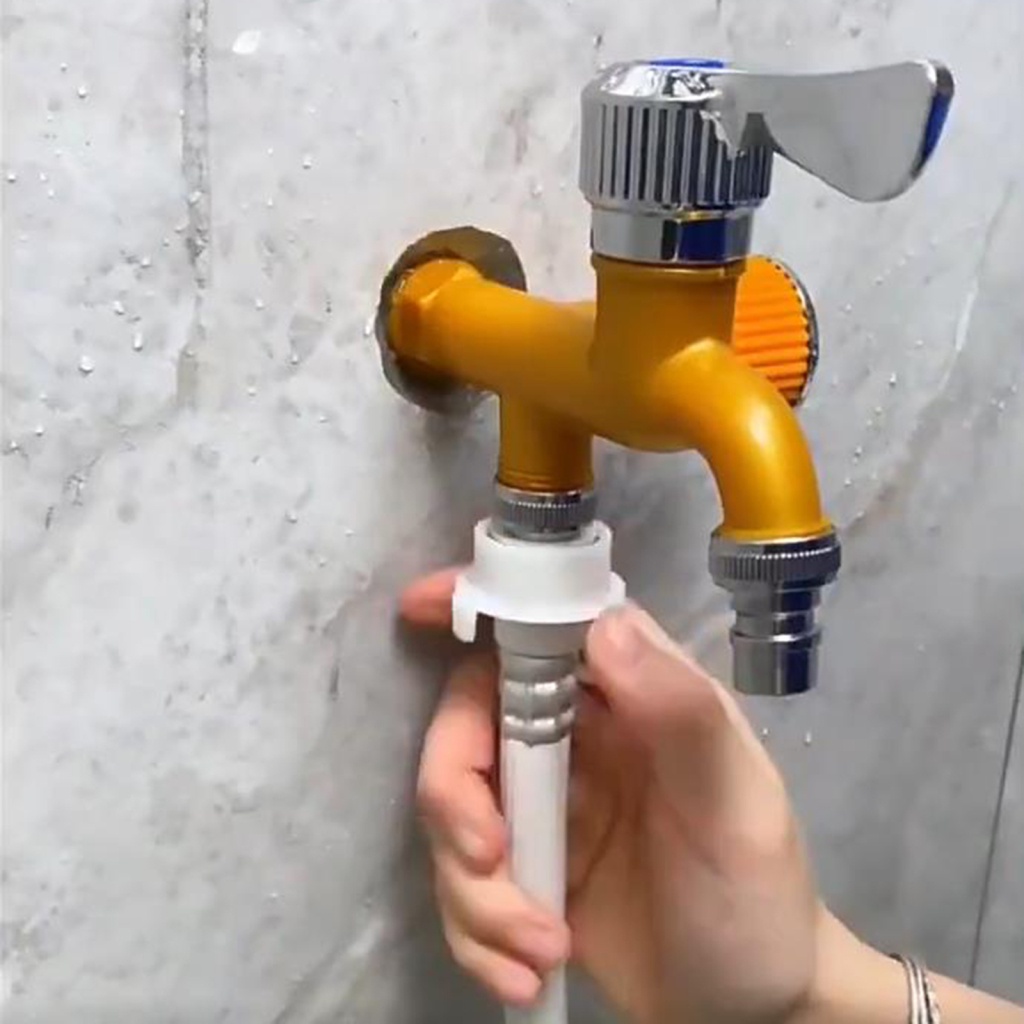 Dual Control Faucet Outlet Water Home Bathroom Hose Irrigation Fitting ...