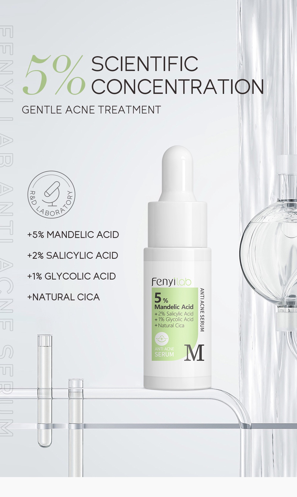 FENYI Lab 2% Salicylic Acid Anti Acne Peeling Serum Natural Cica ...