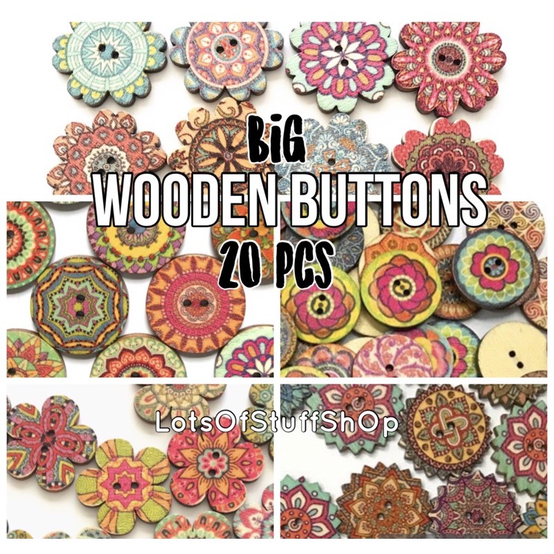 Buttons Big wooden button Set of 20 pieces | Shopee Philippines