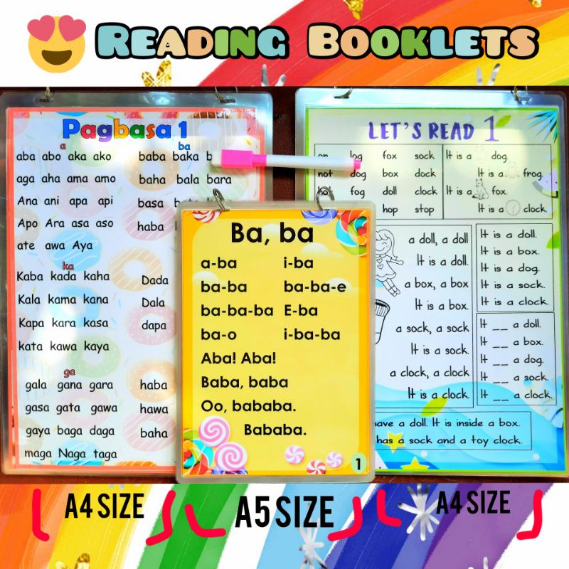 LAMINATED READING PAGBASA CHARTS BUNDLE RING BIND SET (ENGLISH OR ...