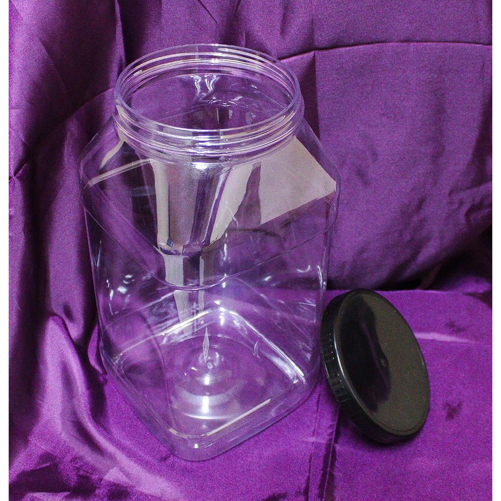 A076 PET Plastic 4 Liter Capacity Wide Mouth Square Jar with Induction ...