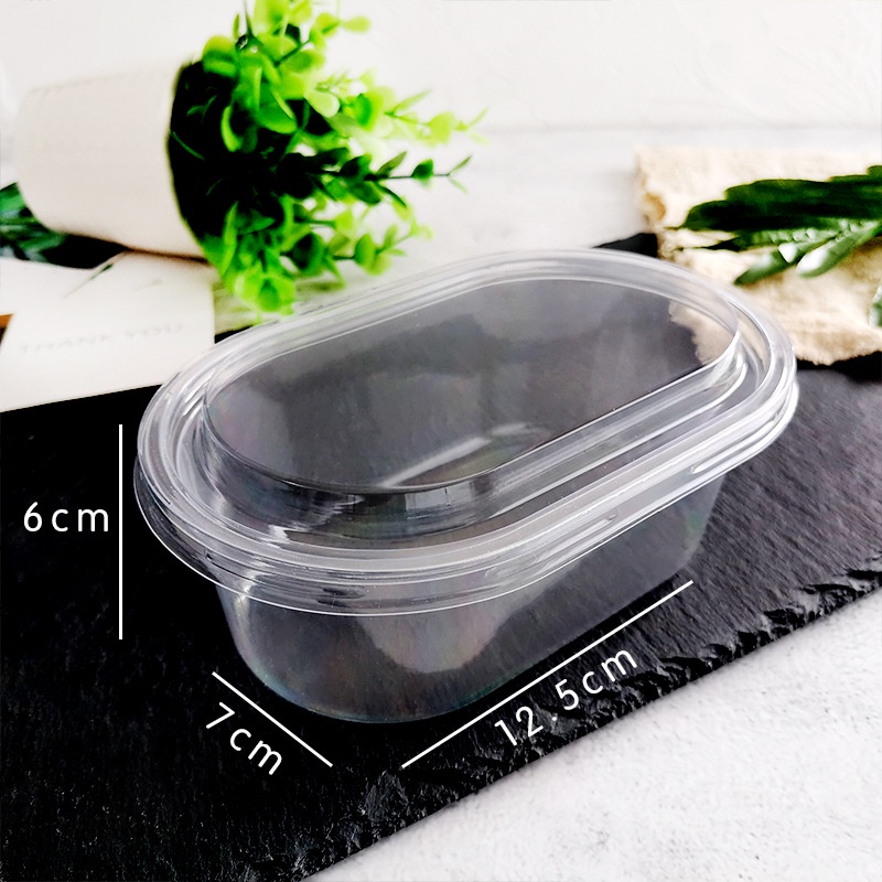 50 Pieces Clear Plastic Oval Containers for Mousse, Pudding, Desserts ...